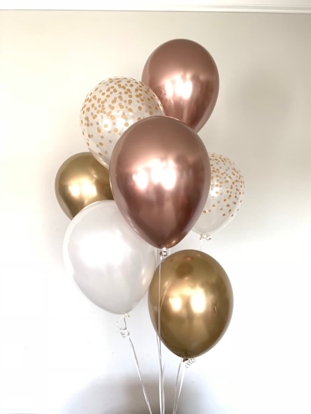 Chrome Rose Gold and White Balloons | Rose Gold Bridal Shower Decor ...