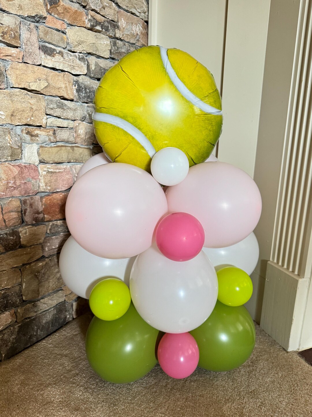 Tennis Balloon Tower Kit | Perfect Match Balloon Tower | Pink and Green ...