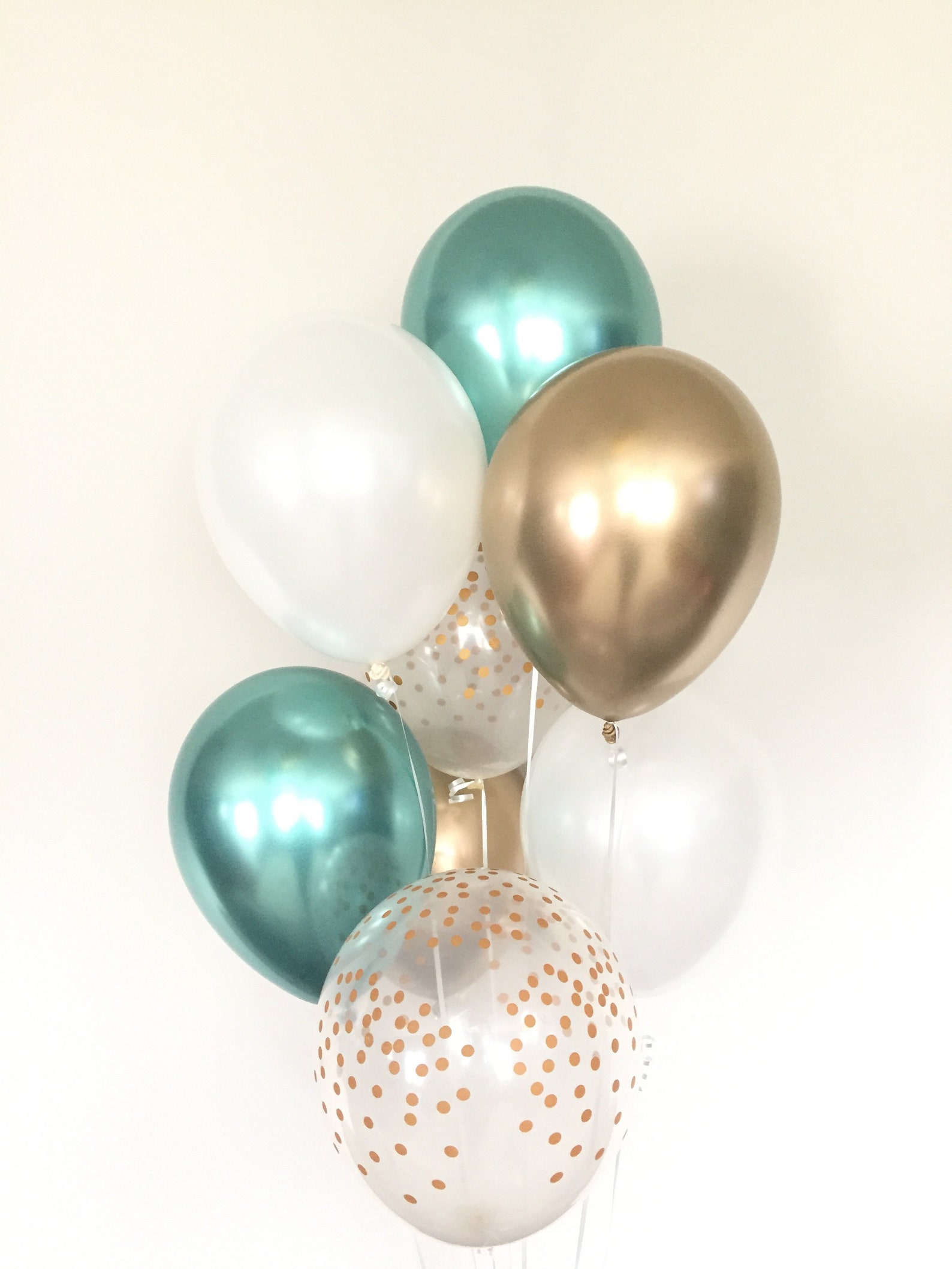 Mint and Gold Balloon Bouquet | Gold and Mint Balloons | Mint, White ...
