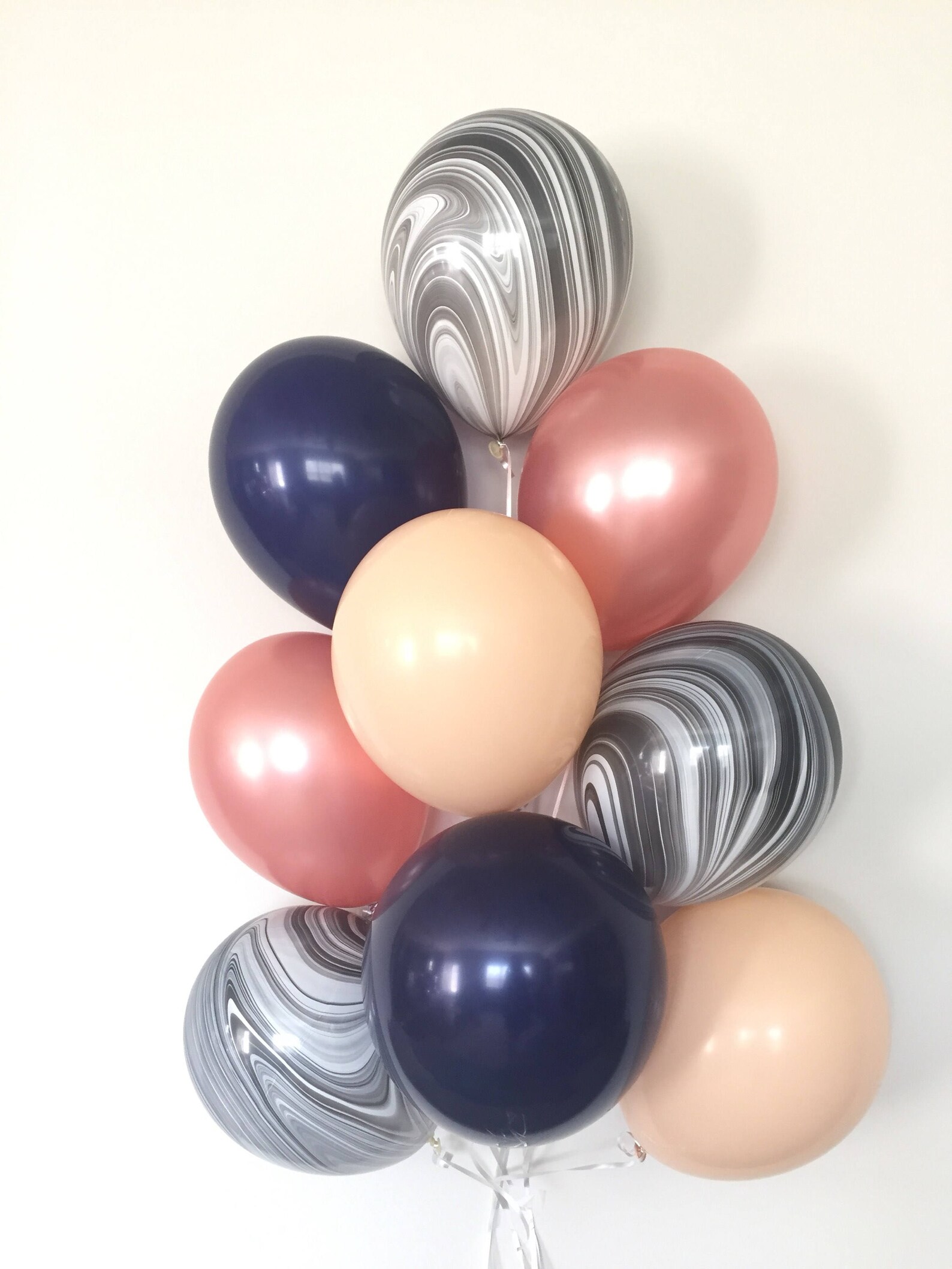 Blush and Navy Balloons Navy and Rose Gold Balloon Bouquet | Etsy