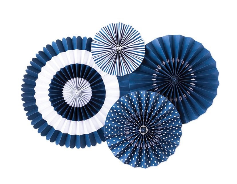 Navy Paper Fans | Navy Party Fans Wall Decor | Navy Bridal Shower ...