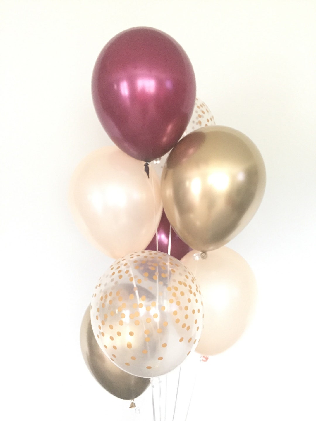 Blush and Burgundy Balloons | Burgundy and Gold Balloon Bouquet ...