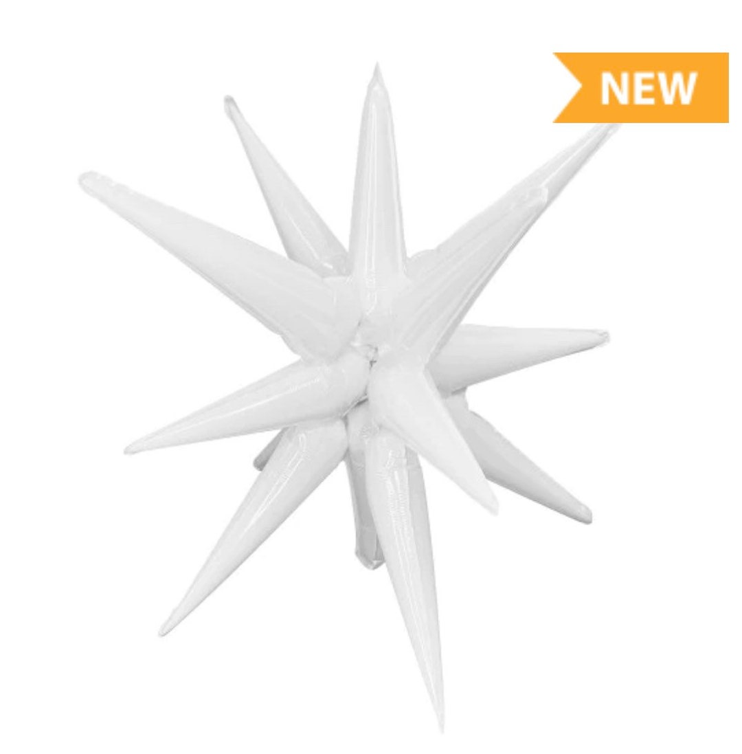 22” White Star Balloons | Air-fill Only White Star Burst Balloon ...