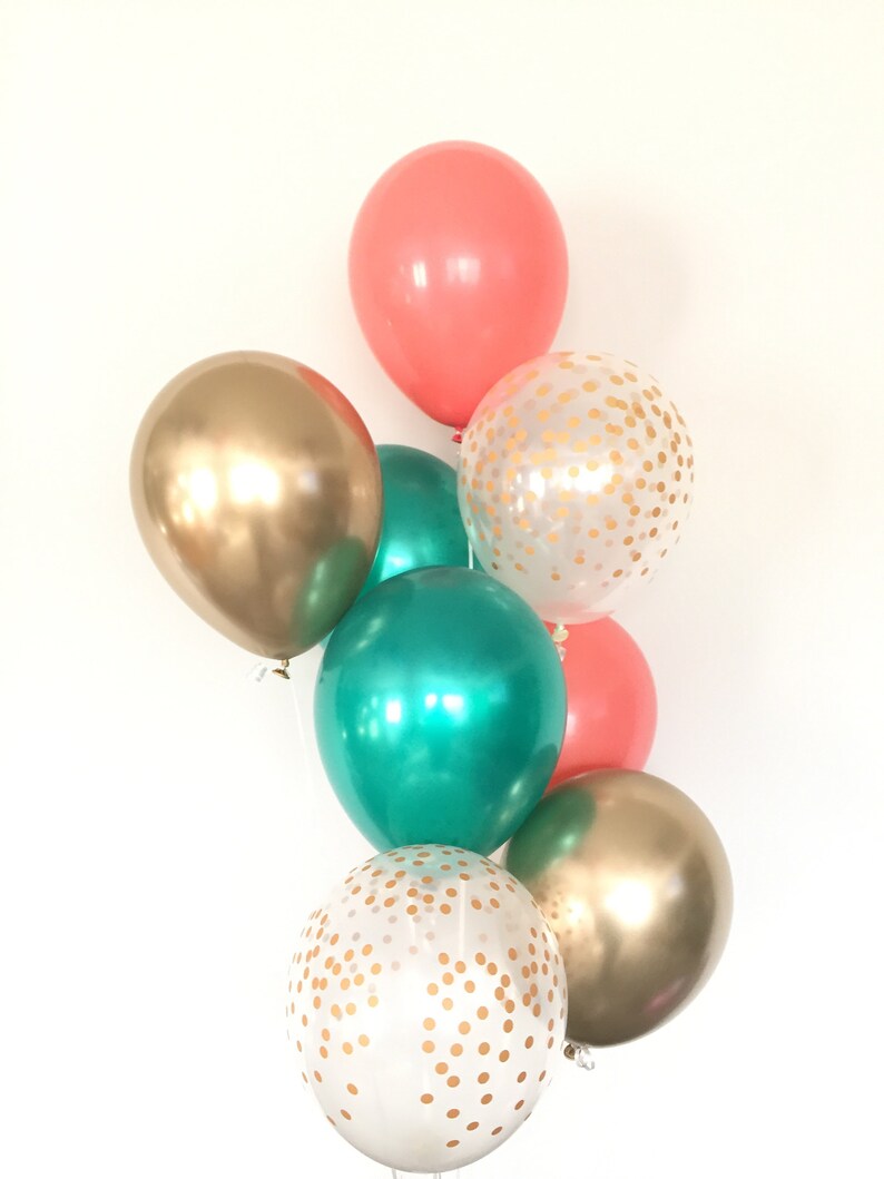 Coral Balloons | Coral and Green Balloons | Tropical Bridal Shower ...