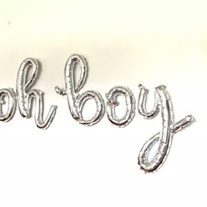 Oh Boy Balloons | Silver Baby Shower Decor | Silver Oh Boy Sign ...