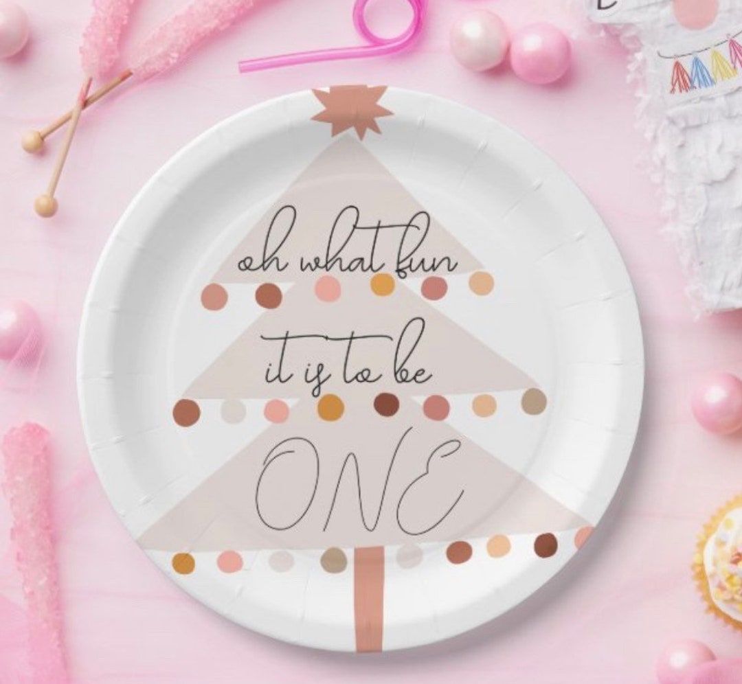 Oh What Fun It is to Be ONE Boho Christmas First Birthday Plates ...