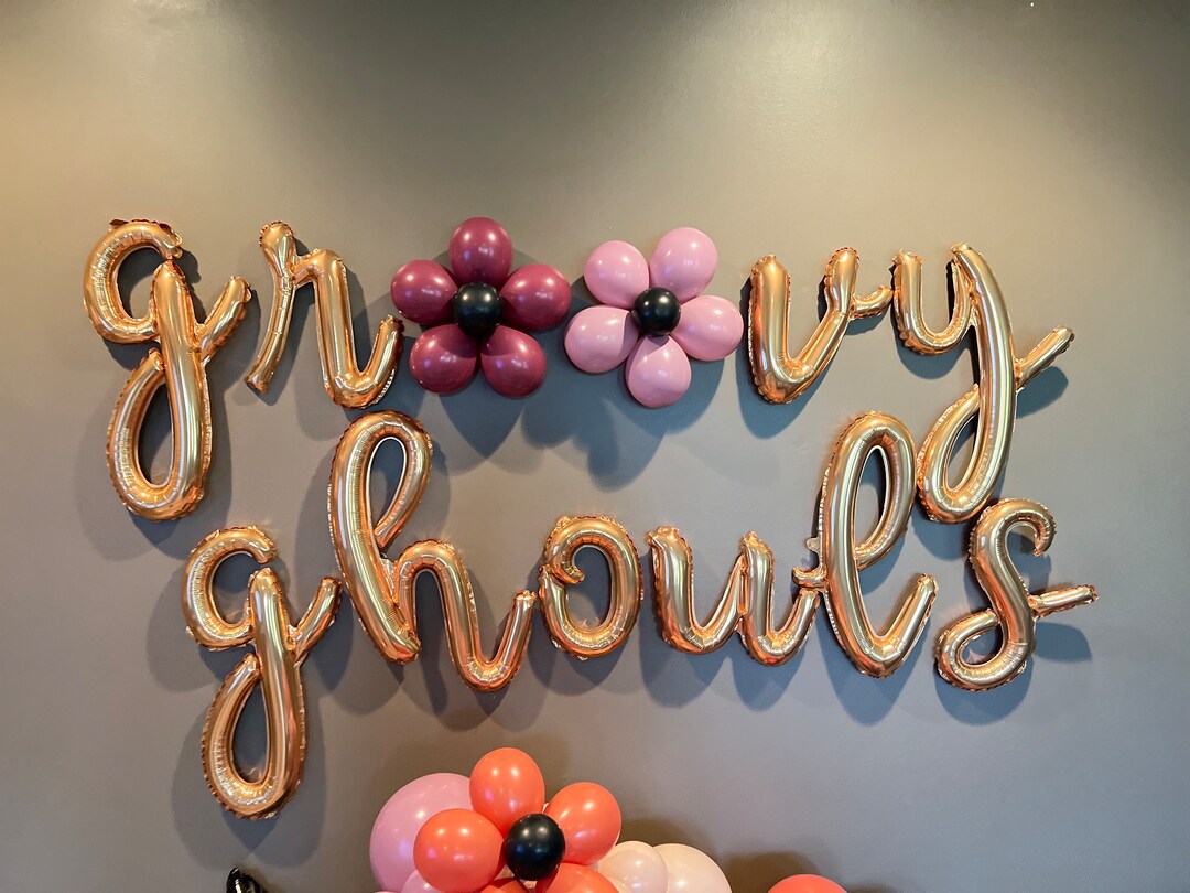 Groovy Ghouls Balloons | Groovy Halloween Birthday Banner | Boho ...