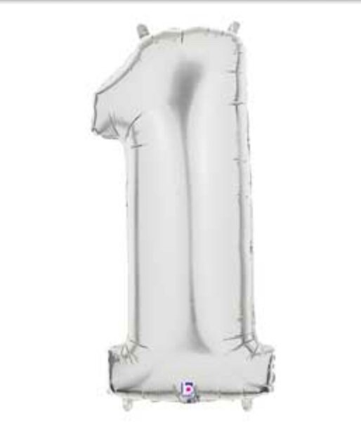 Silver Number 1 Balloon | Silver First Birthday Balloons | Mylar Number ...