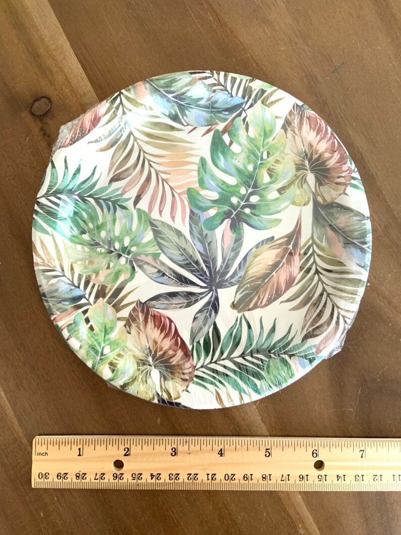 Tropical Plates Tropical Party Decor Green Leaf Plates | Etsy