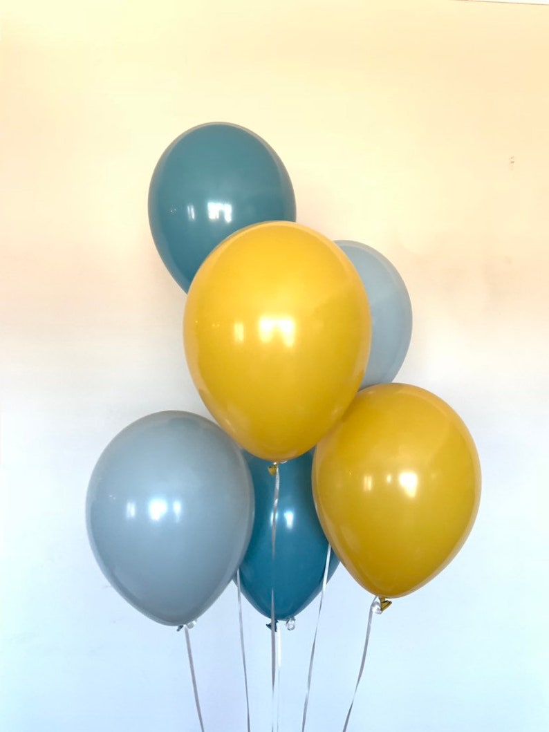 Steel and Fog Balloons Blue and Gold Balloons Something - Etsy