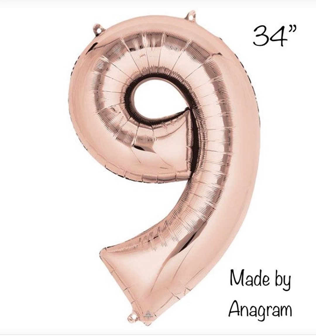 Rose Gold Number 9 Balloon | Ninth Birthday Party Decor | 34" Mylar ...