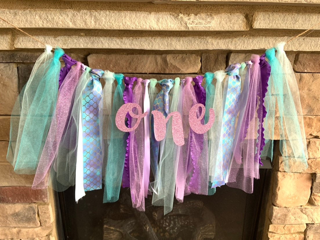 Mermaid High Chair Banner Purple And Aqua Mermaid Ribbon Banner mermaid-high-chair-banner-purple-and-aqua-mermaid-ribbon-banner