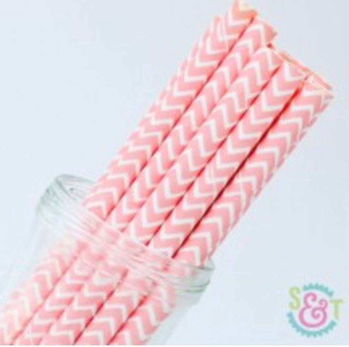 Light Pink Chevron Straws Light Pink Party Decor Pink - Etsy