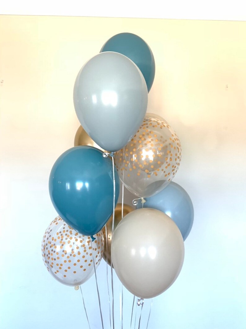 Steel and Fog Balloons Blue and Gold Balloons Something | Etsy