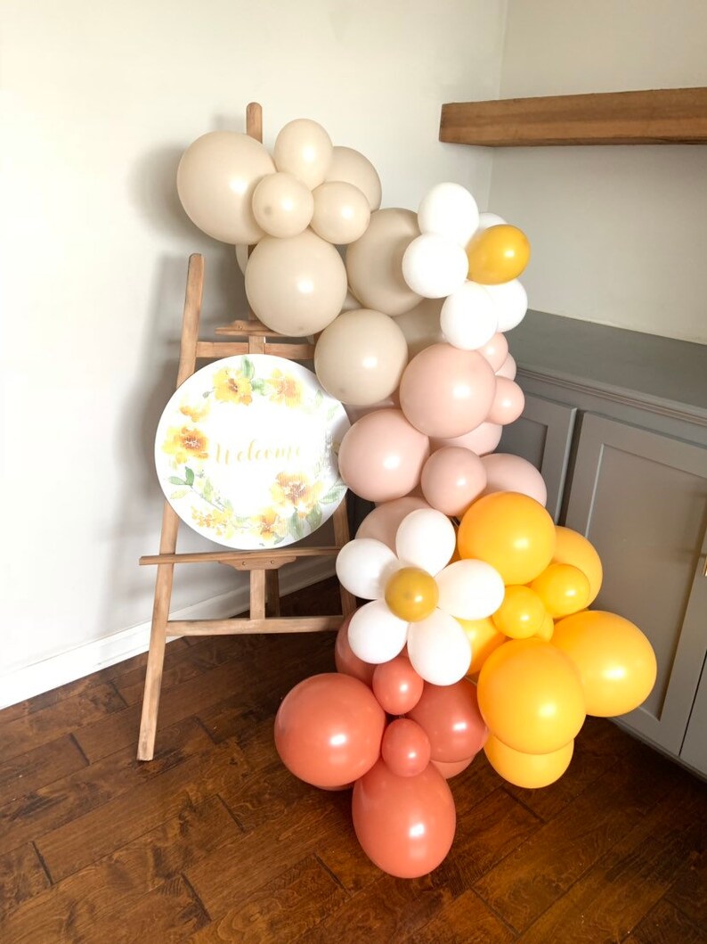 Orange Boho Balloon Garland | Daisy Balloons Boho Baby Shower | Boho ...