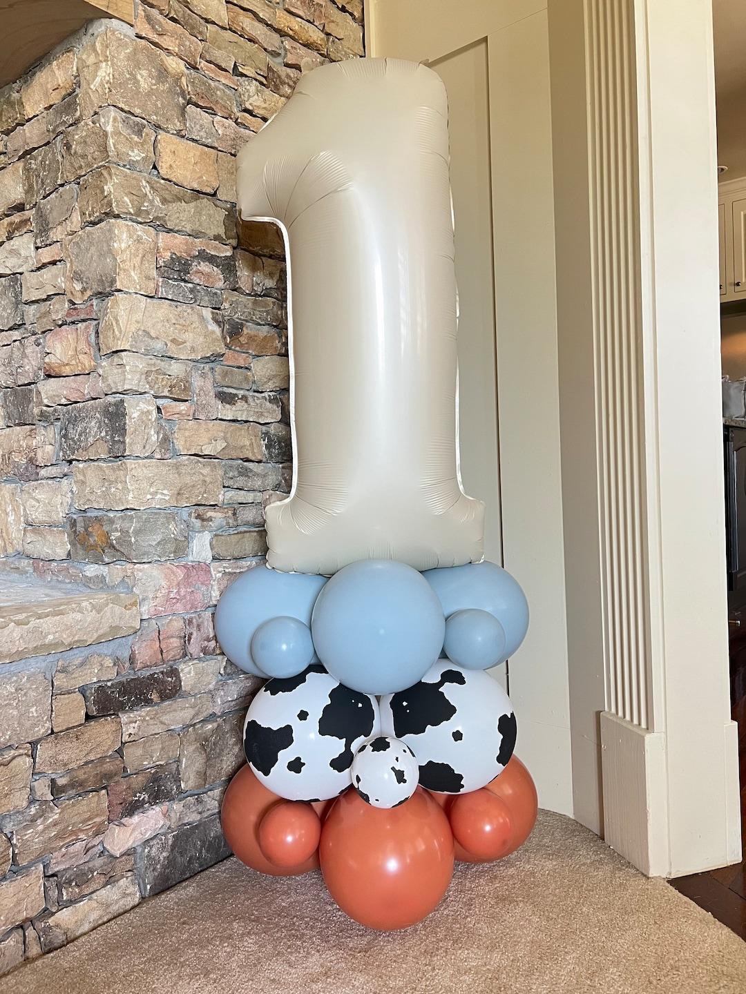 Cow Print Balloon Tower Kit | First Rodeo Barnyard Balloon Tower | Fog ...