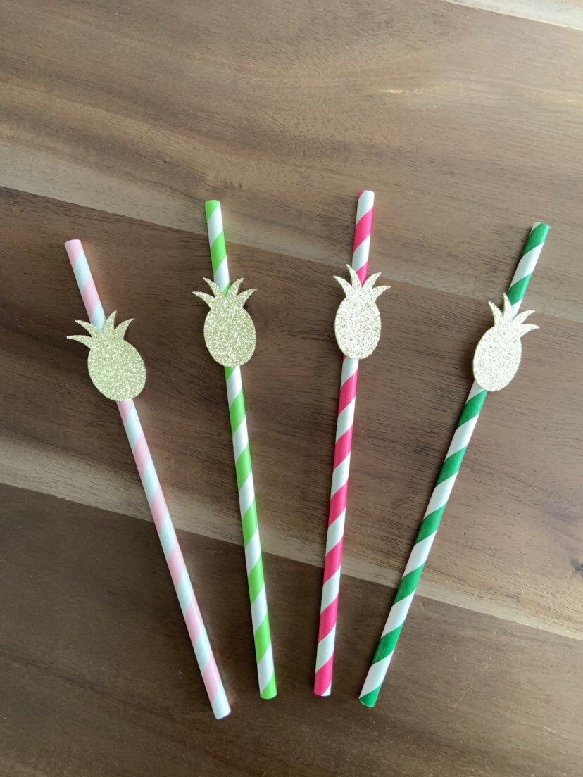 Tropical Straws | Tropical Party Decor | Green Leaf Straws | Tropical ...