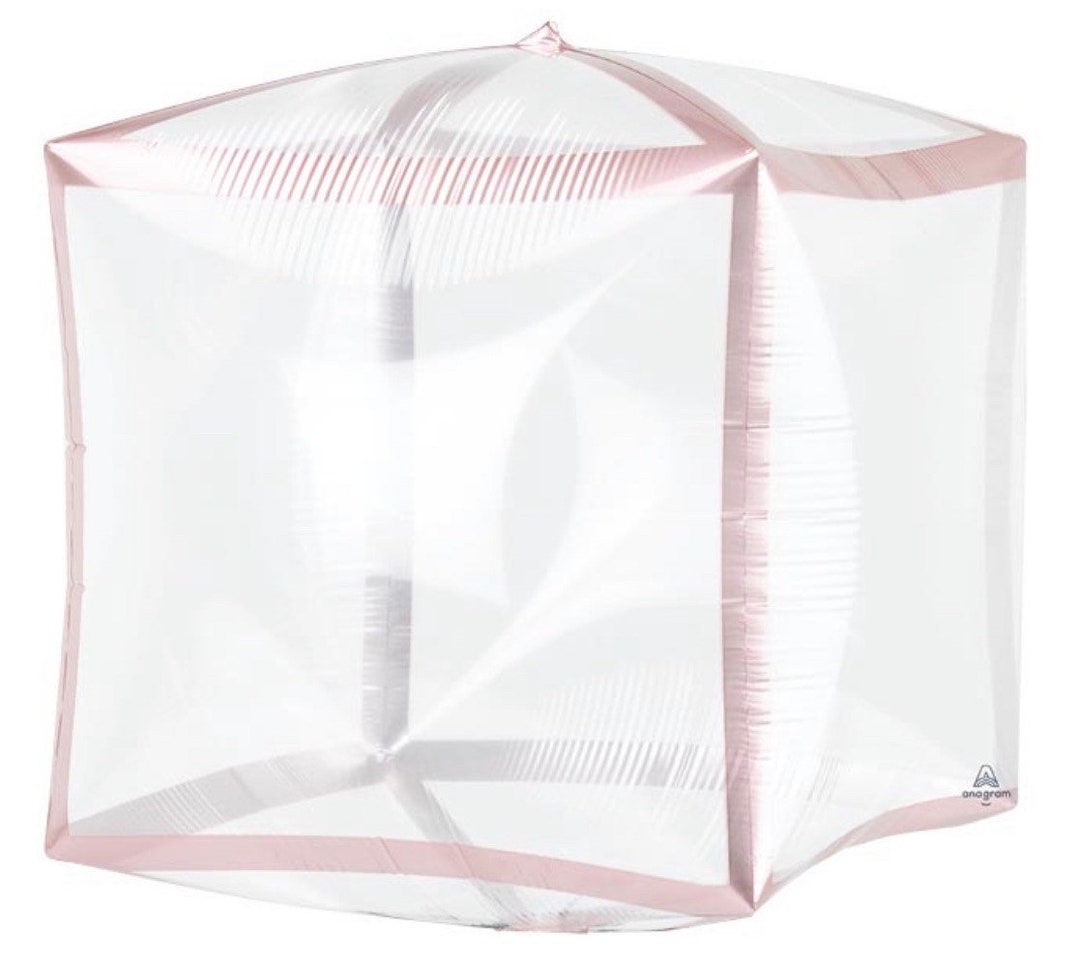 Clear Rose Gold Cubez Balloons | Rose Gold Mylar Balloon | Rose Gold ...
