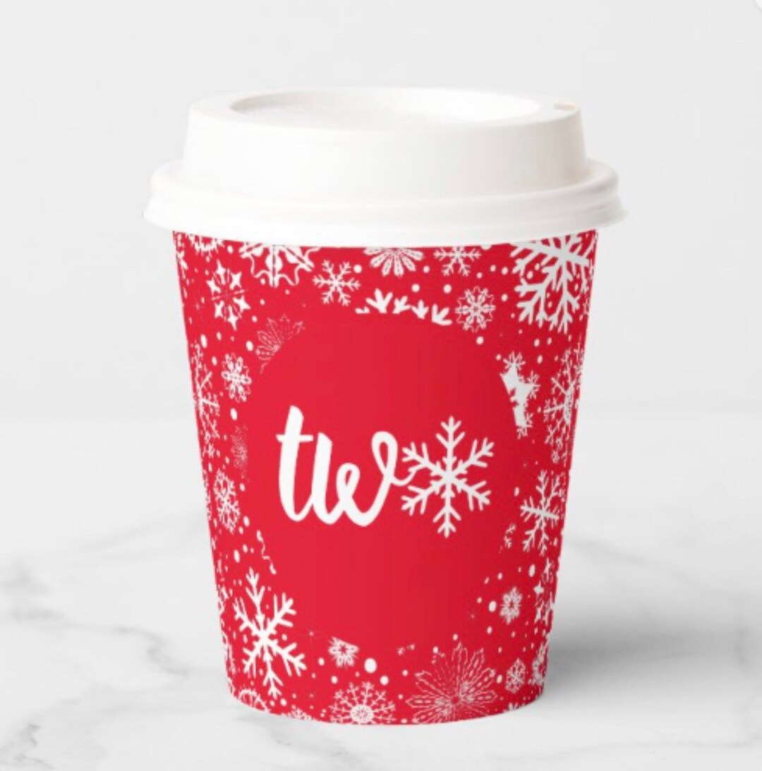 Red Two Snowflake Paper Cups Red Winter Wonderland Paper Cups Baby Its ...