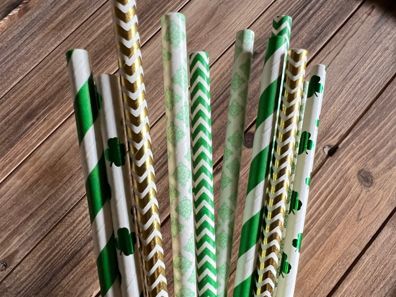 Lucky in Love Straws | Shamrock Straws | Lucky One Baby Shower | Green ...