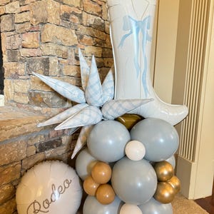 White Cowgirl Boot Balloon Tower Kit First Rodeo Barnyard Balloon Tower ...