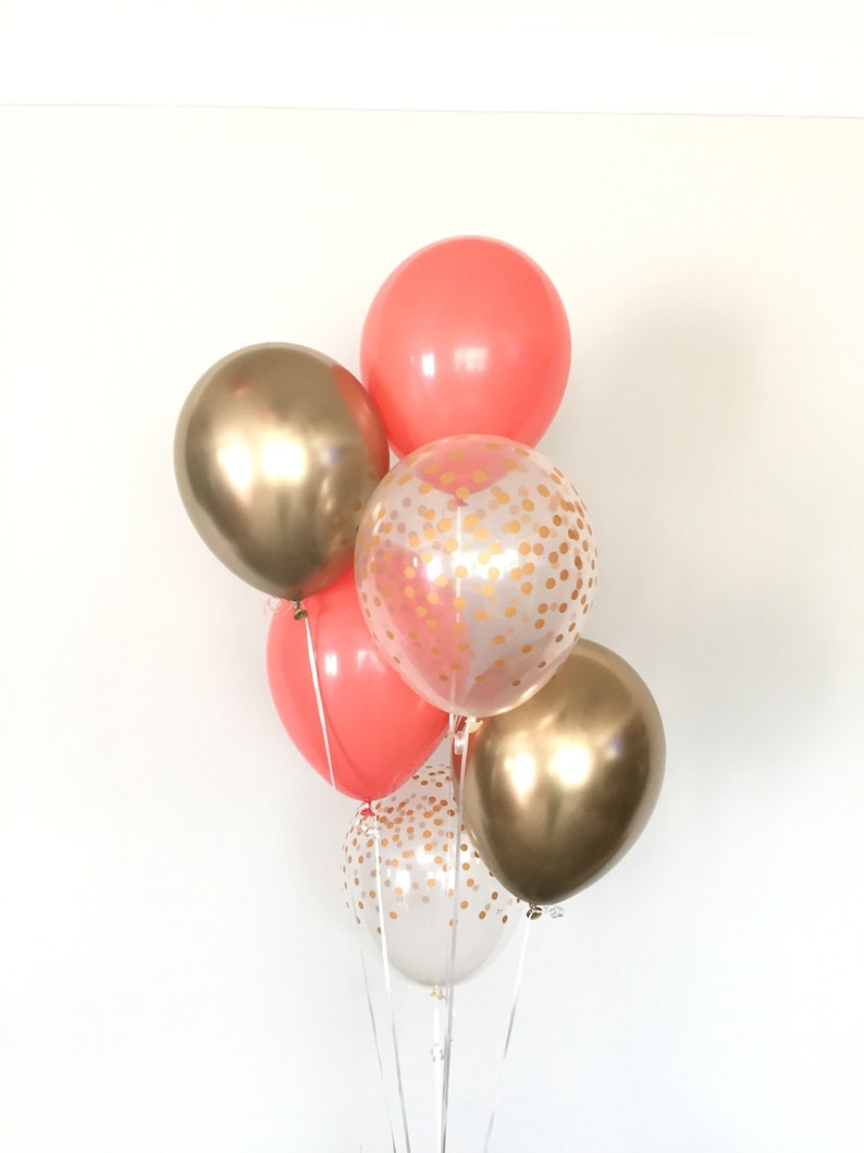 Coral and Gold Balloons Coral Balloons Coral and Gold - Etsy