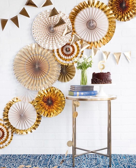 Gold Paper Fans Wall Decor | Gold and White Paper Fans | Gold Fans ...