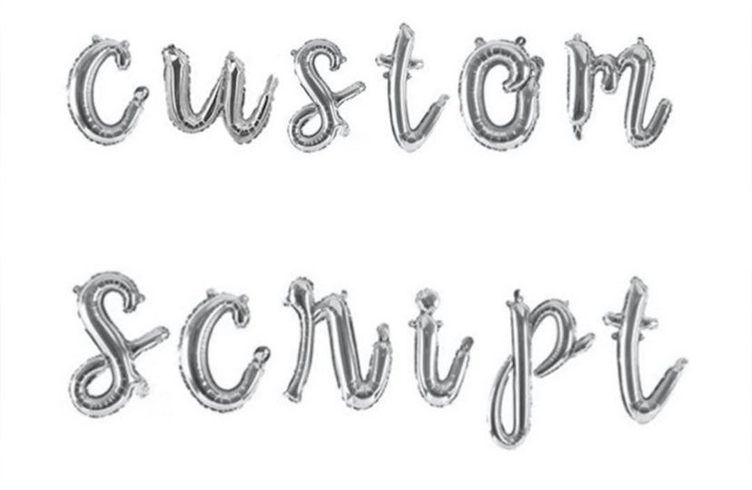 Silver Script Balloon Letters | Custom Script Balloons | Silver Script ...