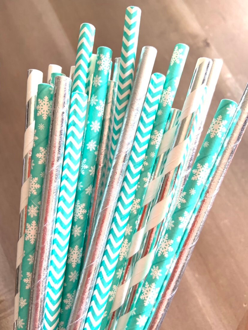 Little Snowflake Straws | Baby It's Cold Outside Party Decor | Silver ...