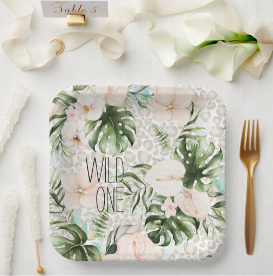 Wild One Square Plates Lunch Tropical Safari Party Wild - Etsy