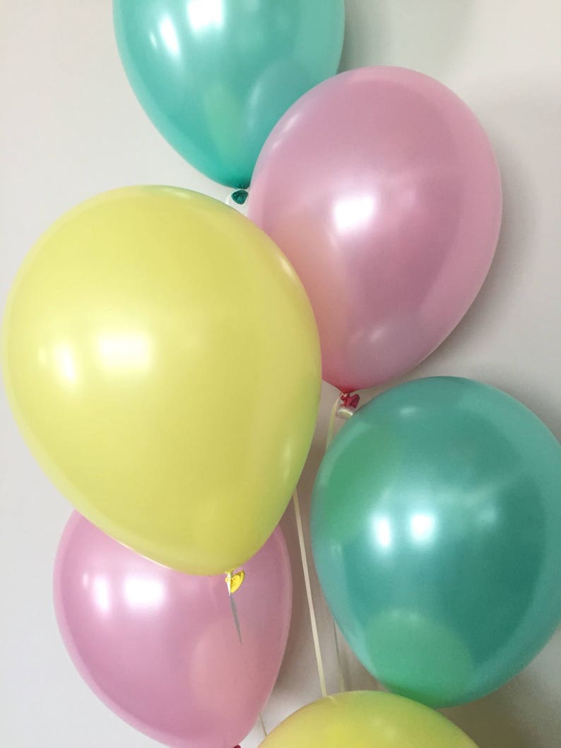 Mint Pink and Yellow Balloon Bouquet Pink and Mint Balloon - Etsy