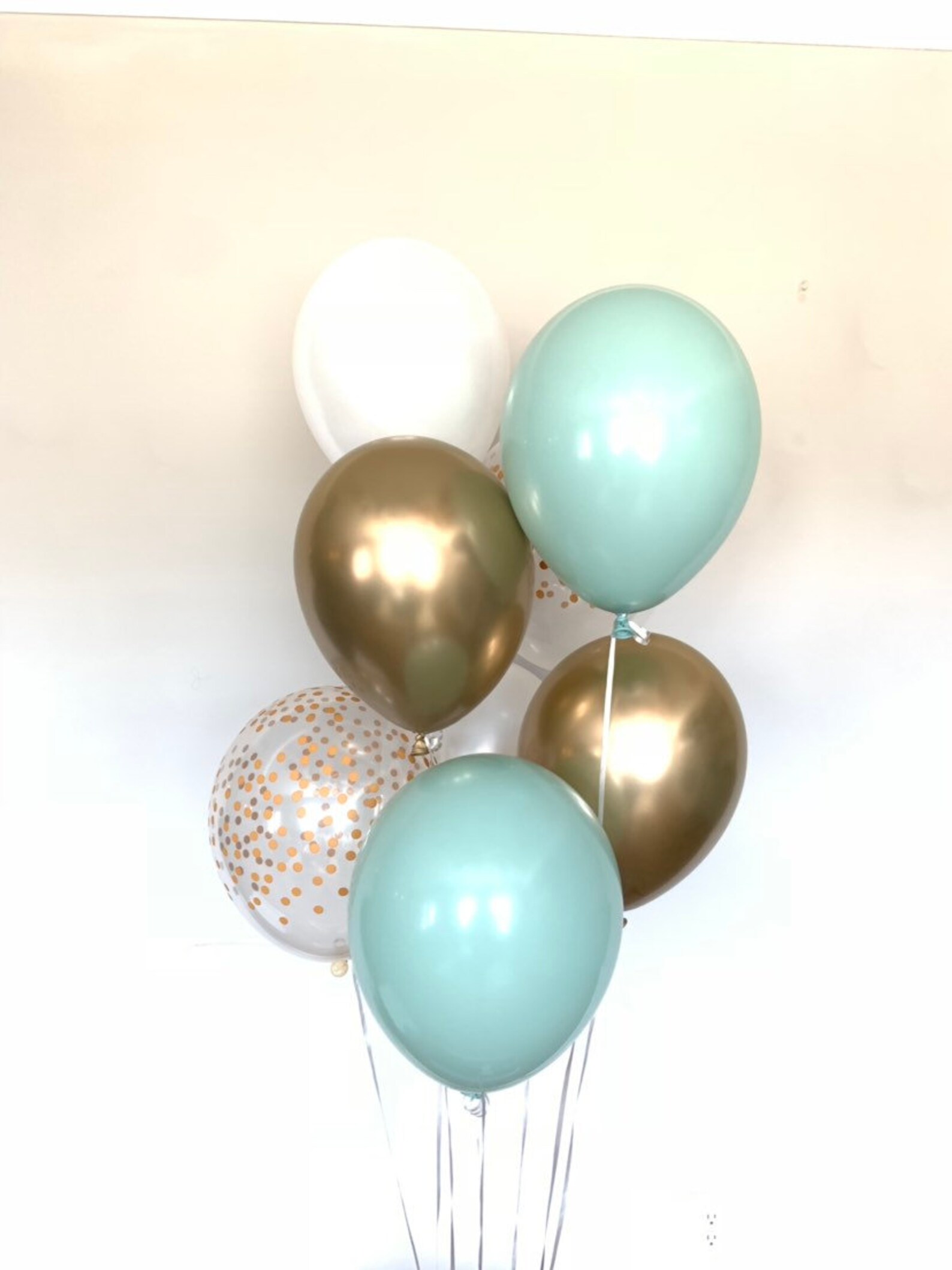 Mint and Gold Balloon Bouquet | Gold and Mint Balloons | Mint, White ...