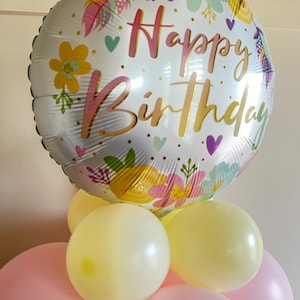 Boho Happy Birthday Balloon Centerpiece | Spring Birthday Balloons ...
