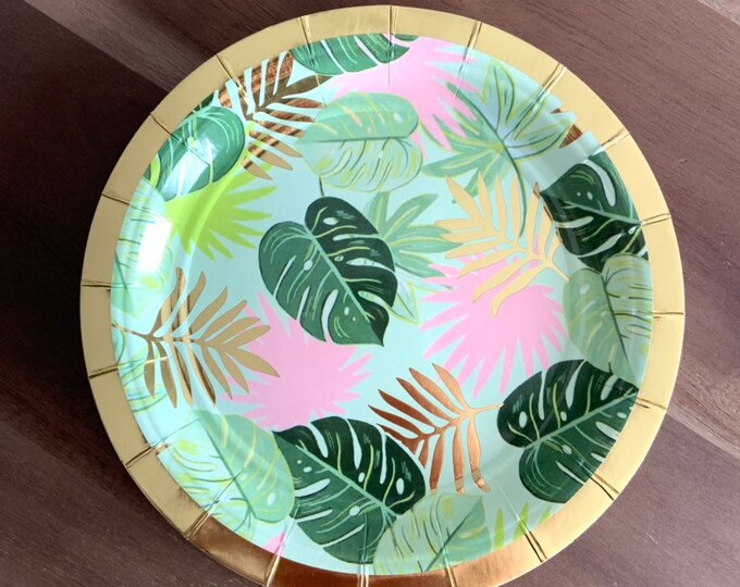 Tropical Party Tableware | Tropical Party Decor | Green Leaf Plates ...