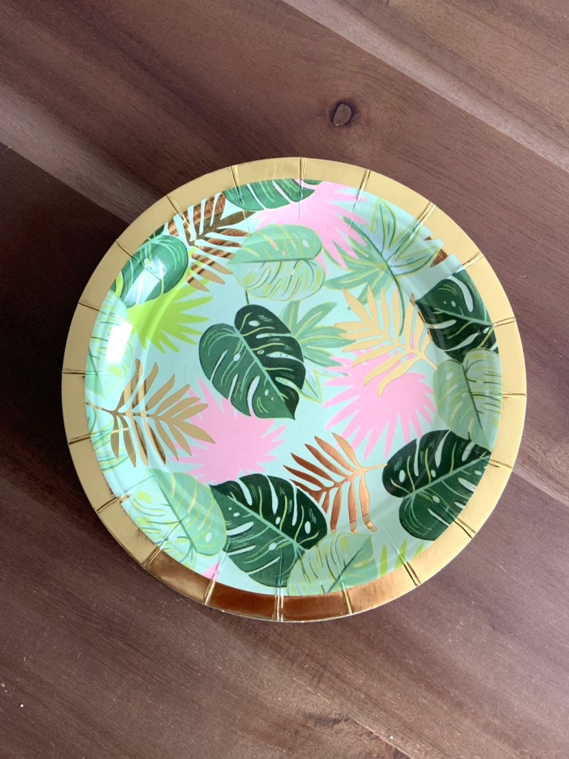 Tropical Party Tableware | Tropical Party Decor | Green Leaf Plates ...