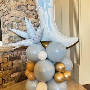 White Cowgirl Boot Balloon Tower Kit First Rodeo Barnyard Balloon Tower ...