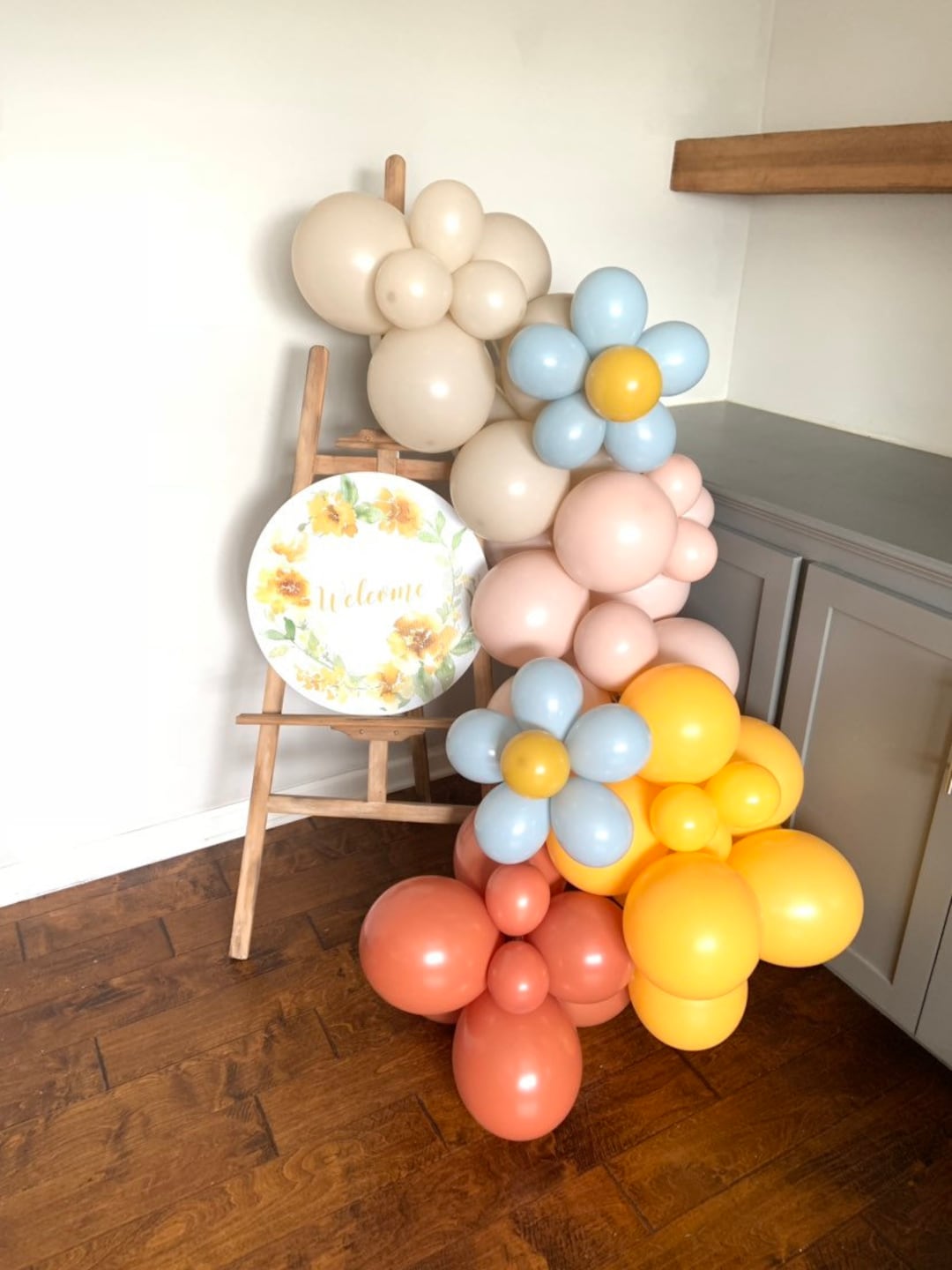 Orange Boho Balloon Garland | Blue Daisy Balloons Boho Baby Shower ...