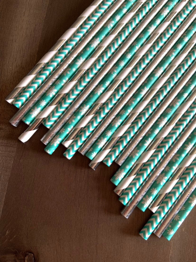 Little Snowflake Straws | Baby It's Cold Outside Party Decor | Silver ...