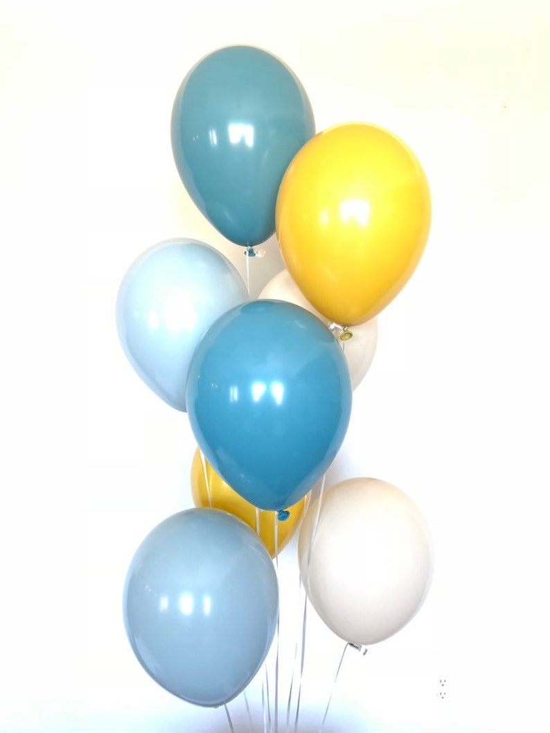 Steel and Fog Balloons Blue and Gold Balloons Something - Etsy