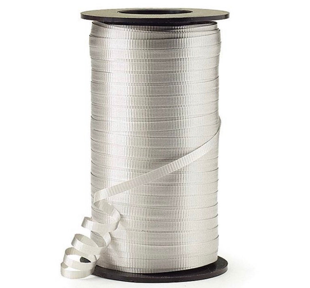 Silver Balloon Ribbon | Silver Balloon String | Silver 3/16” Crimped ...