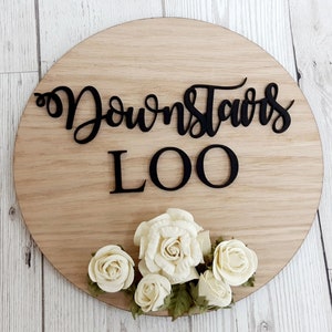 Downstairs Loo Door Sign. Plaque With Flowers for Downstairs Loo ...