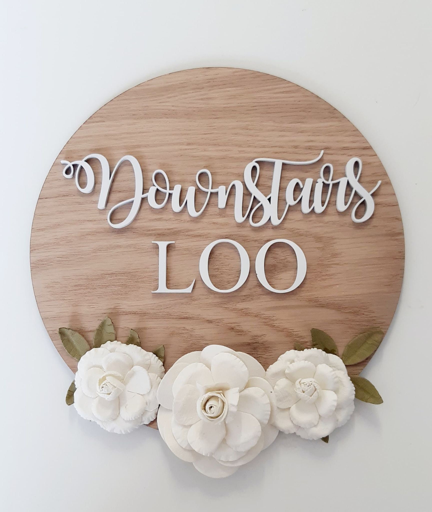 Downstairs loo door sign. Plaque with flowers for downstairs | Etsy