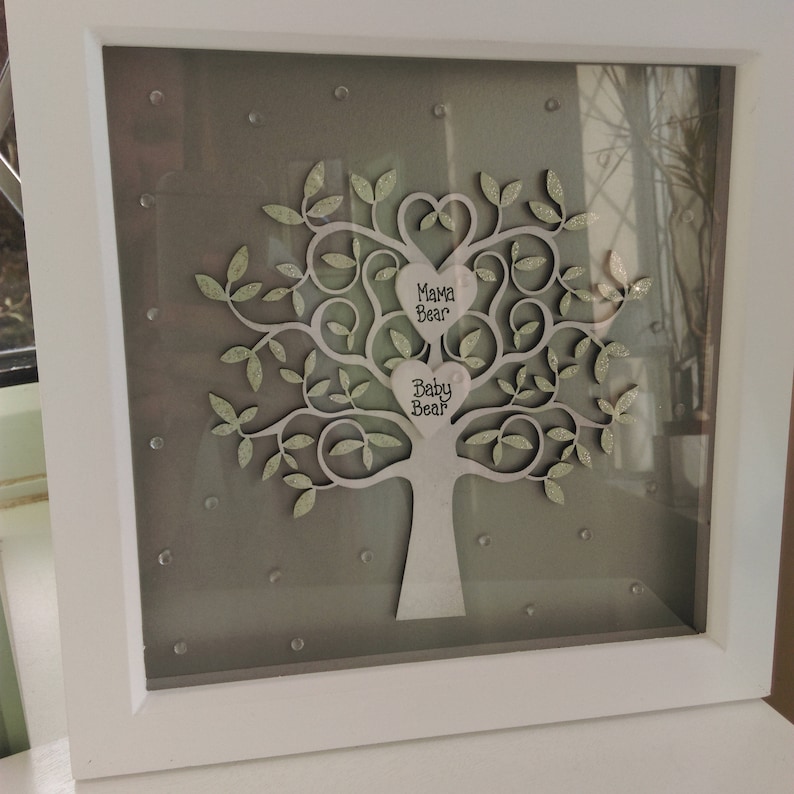 Contemporary Silver Family Tree. Handmade Personalised Framed Tree. 2 ...