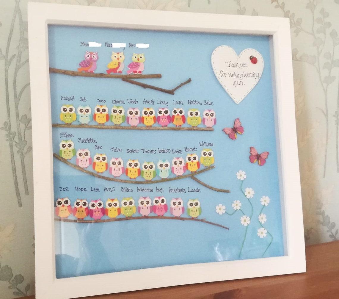 Teacher Gift. Owl Class Tree. Teacher Gifts. Framed Teacher - Etsy
