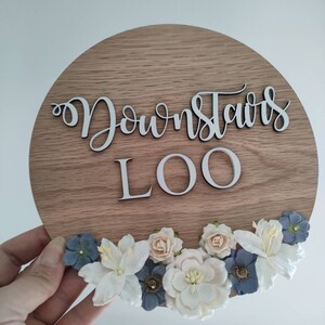 Downstairs Loo Door Sign. Plaque With Flowers for Downstairs Loo ...