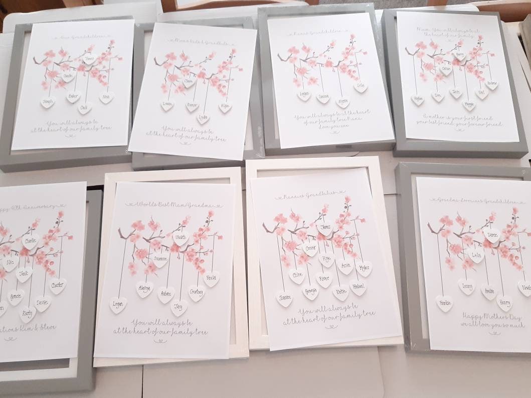 Blossom Family Tree Frame. Pink Grey Family Tree. Pretty Pink - Etsy UK