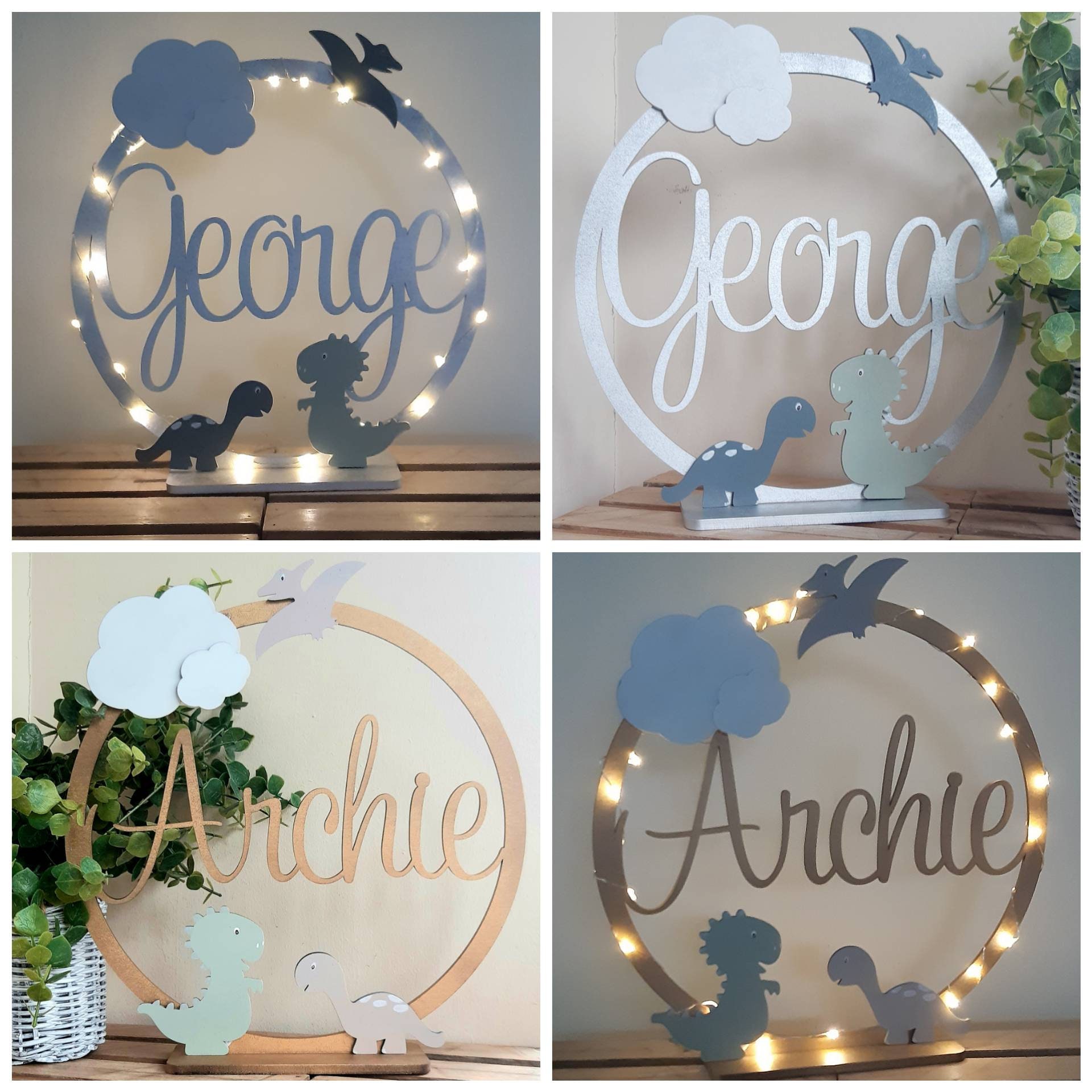 Dinosaur Free Standing Hoop Sign. Personalised Hoop Name Sign for Table ...