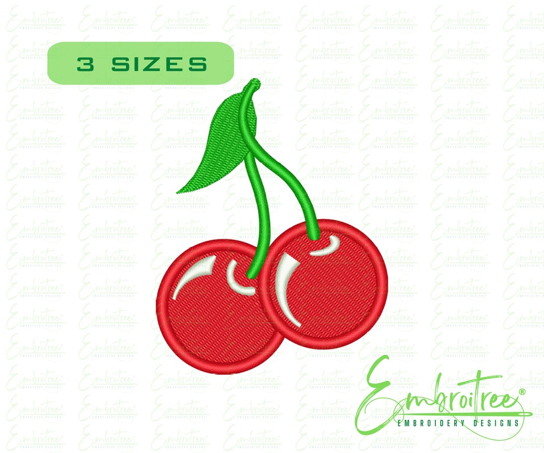 Cherry Embroidery Design, Machine Embroidery File, Fruit Embroidery ...