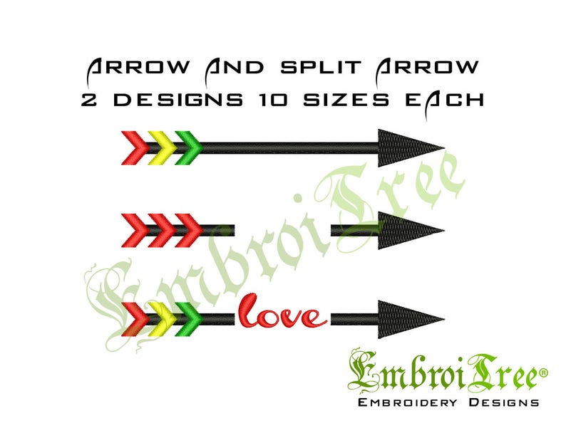 Arrow Embroidery Design Machine Embroidery Split Arrow Designs | Etsy