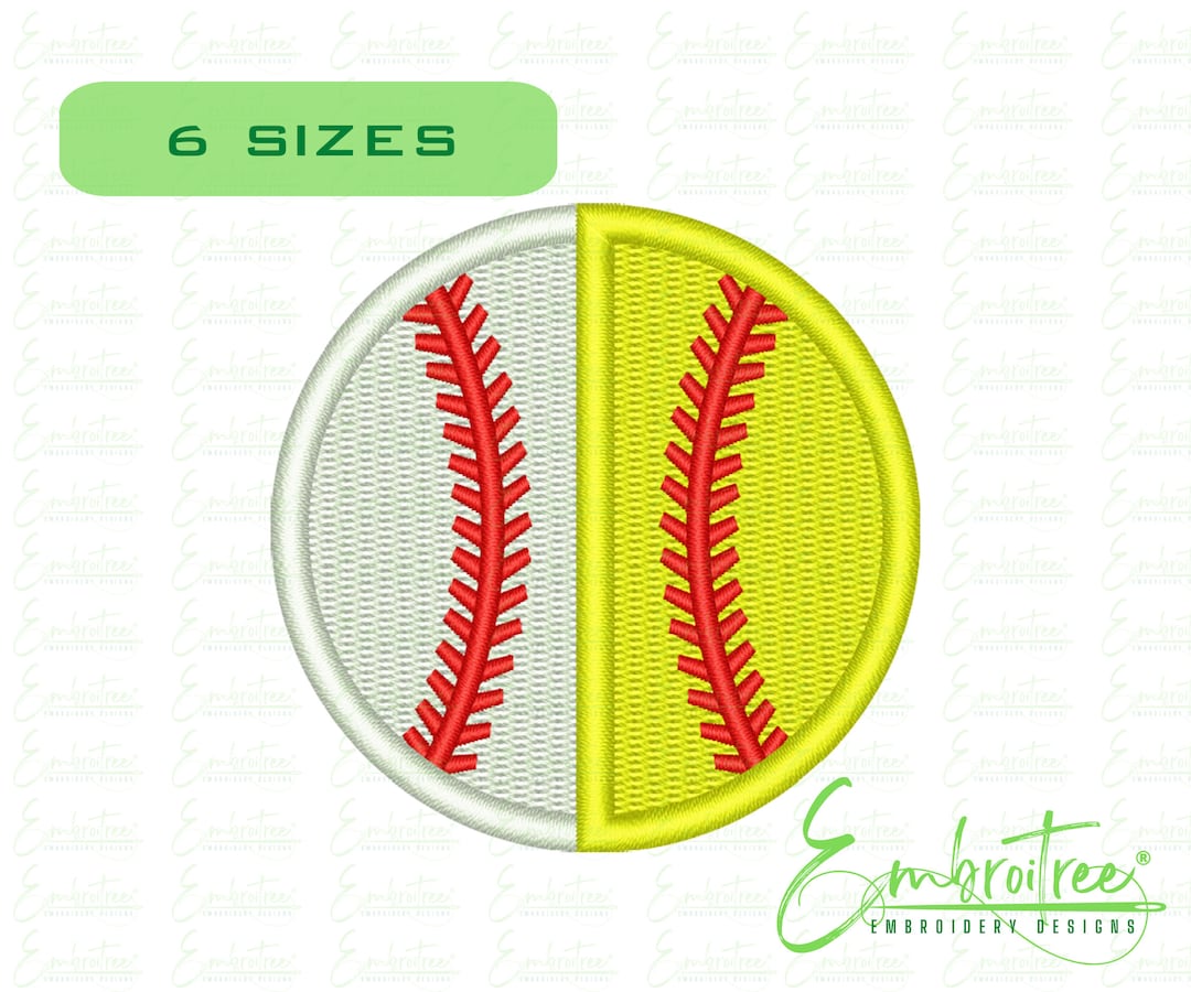 Half Baseball Half Softball Embroidery Design, Machine Embroidery ...